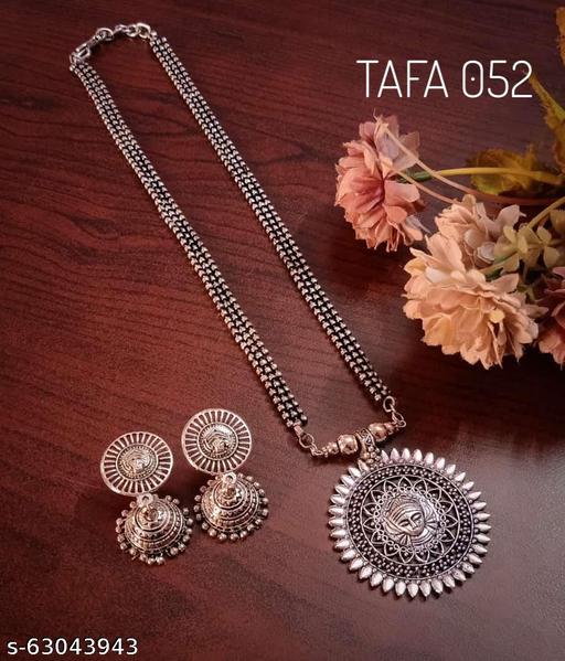 Oxidised Silver Necklace Set – Shefit