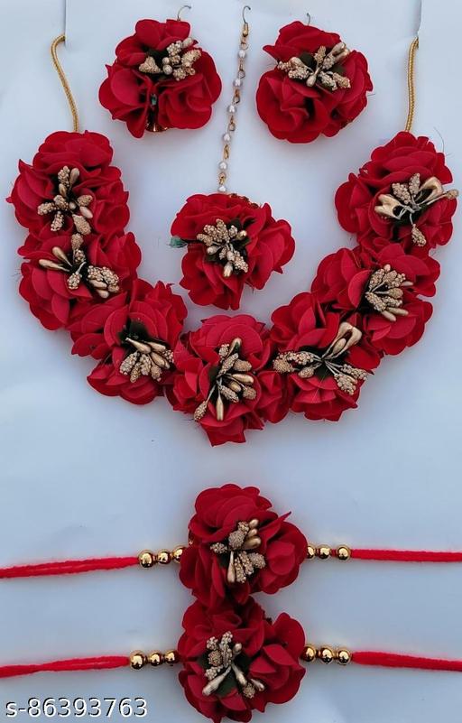 Red-Flower-Jewellery-Haldi-Mehendi-Set – Shefit
