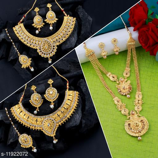 Two Layer Temple Set Gold Plated Traditional Neckalce Set Jewellery Se ...