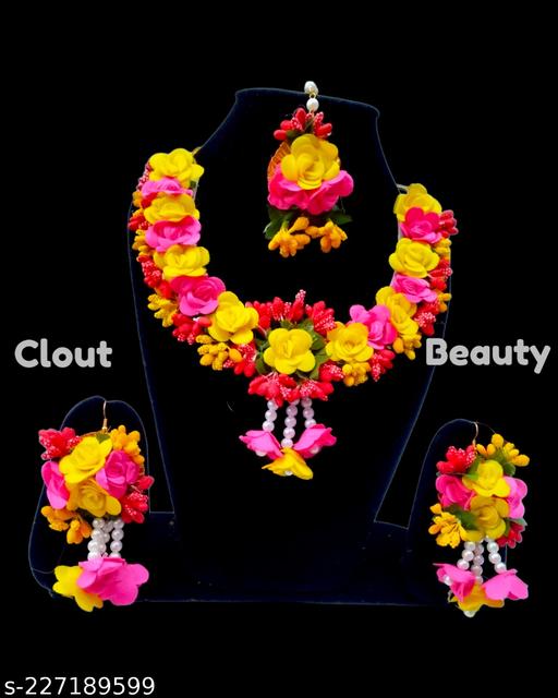 Haldi Jewellery Set Flower Yellow , Bridal Haldi Ceremony Set – Shefit