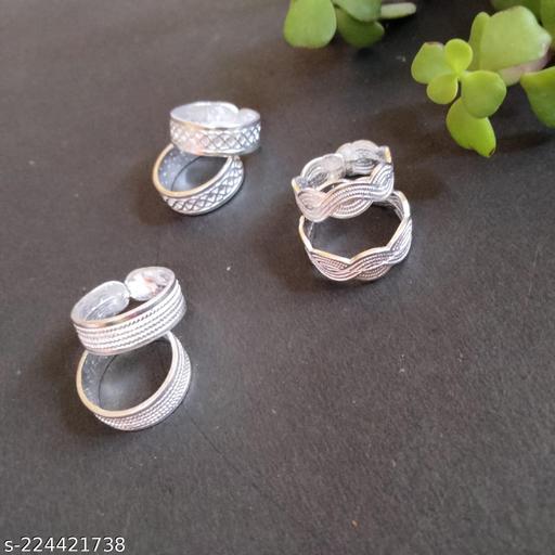 3 Pair Toe Band Toe Ring Chutki Bichiya for Women , Silver Polish – Shefit