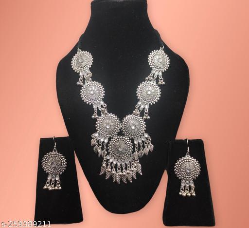 Mohak-Afghani-Oxidised-Silver-Jewellery-Stylish-Antique-Long-Necklace- – Shefit