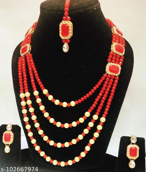 Red Moti Mala Jewellery Set – Shefit