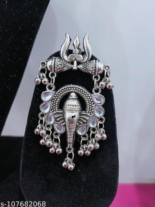 Meena Silver Oxidised Rani Haar with Ear rings Jewellery Set – Shefit