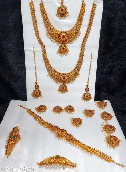 Traditional South Indian Gold Plated 2 Step Bridal Set (Dulhan Set) Fo ...