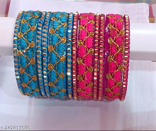 kada set with flavour of silk thread work for women. girls in the ocas – Shefit